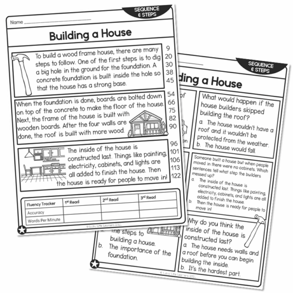 2nd Grade Sequencing Nonfiction Reading Passage - Building a House ...