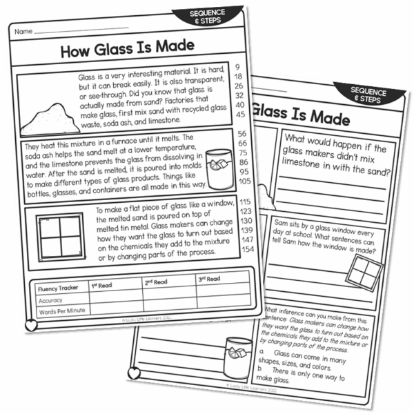 2nd Grade Sequencing Nonfiction Reading Passage - How Glass is Made ...
