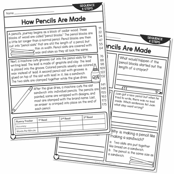 2nd Grade Sequencing Nonfiction Reading Passage - How Pencils are Made ...