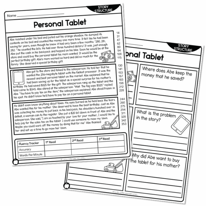 2nd Grade Story Structure Reading Passage - Personal Tablet - Above ...