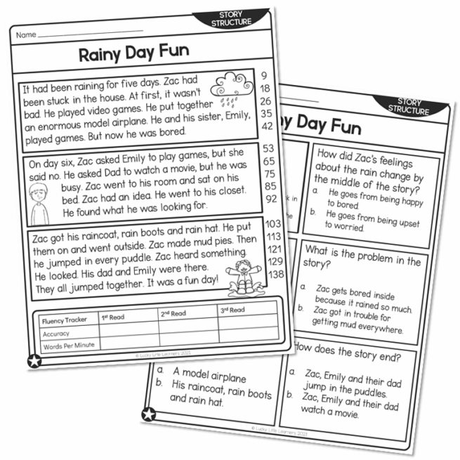 2nd Grade Story Structure Reading Passage - Rainy Day Fun - Below ...