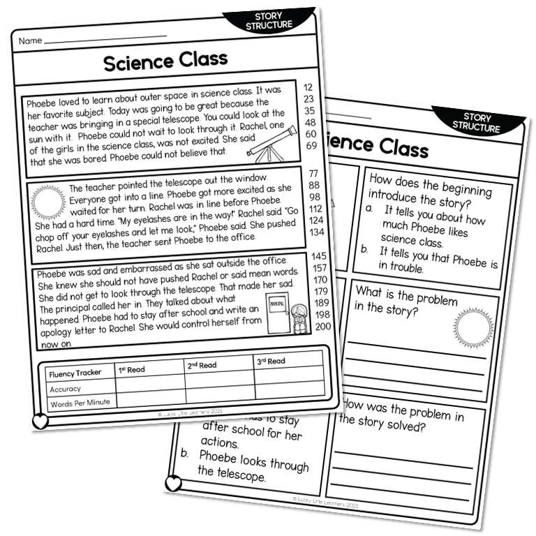2nd Grade Story Structure Reading Passage - Science Class - At - Lucky ...