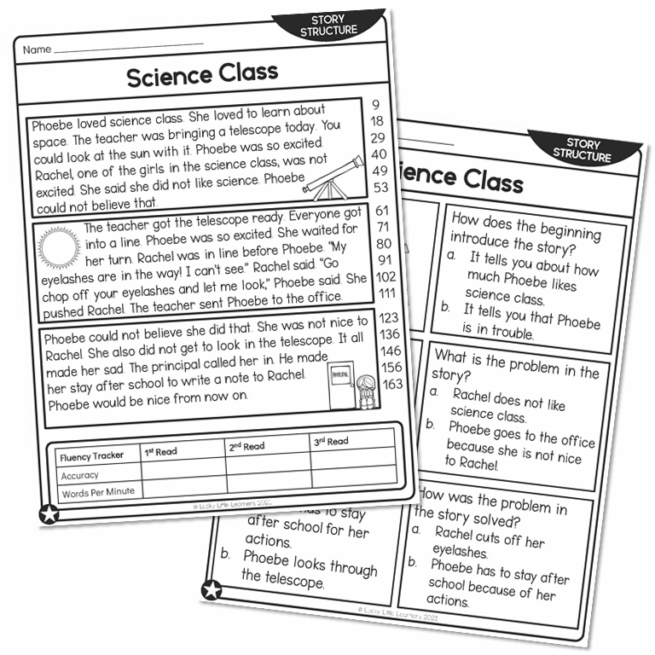 2nd Grade Story Structure Reading Passage - Science Class - Below ...