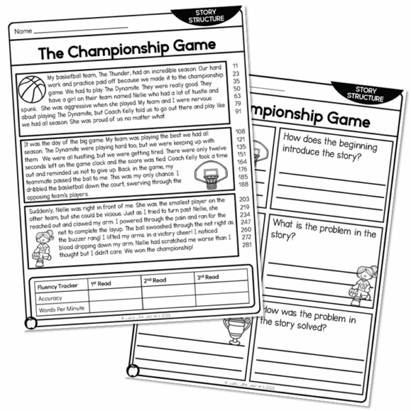 2nd Grade Story Structure Reading Passage - The Championship Game ...