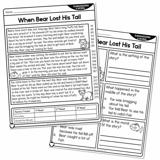 2nd Grade Summarizing and Moral of the Story Reading Passage - When ...