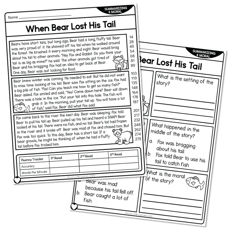 2nd Grade Summarizing and Moral of the Story Reading Passage - When ...