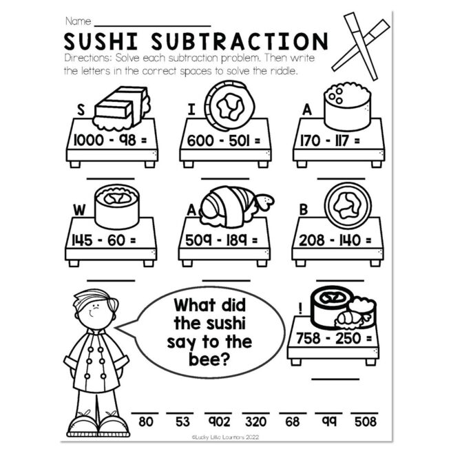 Classroom Transformation - Restaurant Day - Sushi Subtraction - Lucky ...