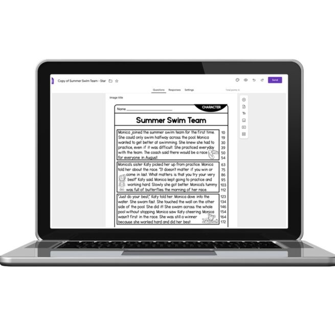 Digital 2nd Grade Reading Passages - Character - Summer Swim Team ...