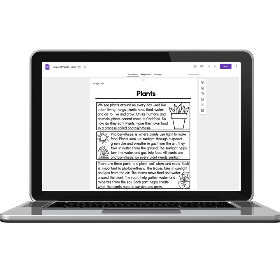 Digital 2nd Grade Reading Passages - Main Idea - Plants - Below - Lucky ...