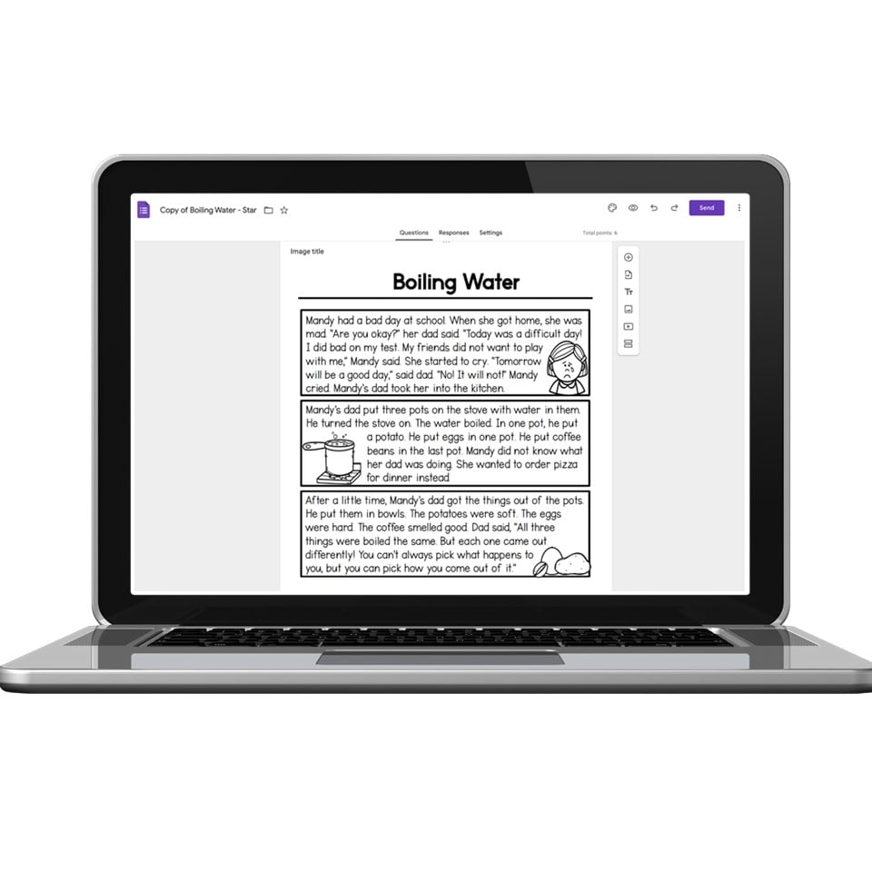 Digital 2nd Grade Reading Passage - Moral and Summarizing - Boiling ...