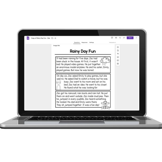 Digital 2nd Grade Reading Passage - Story Structure - Rainy Day Fun ...