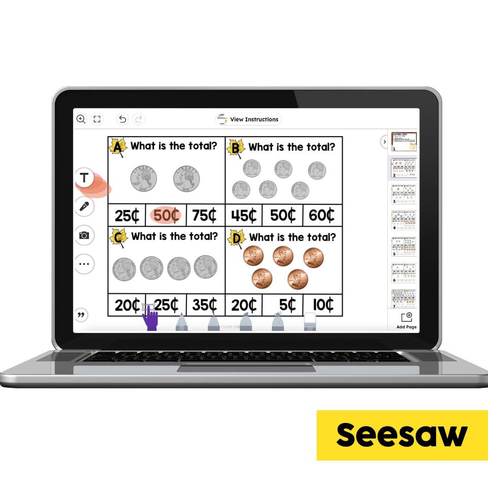 Digital Seesaw - 2nd Grade October Math Center - Counting Coins - Lucky ...