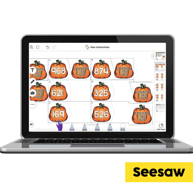 Digital Seesaw - 2nd Grade October Math Center - Hundreds, Tens, and ...