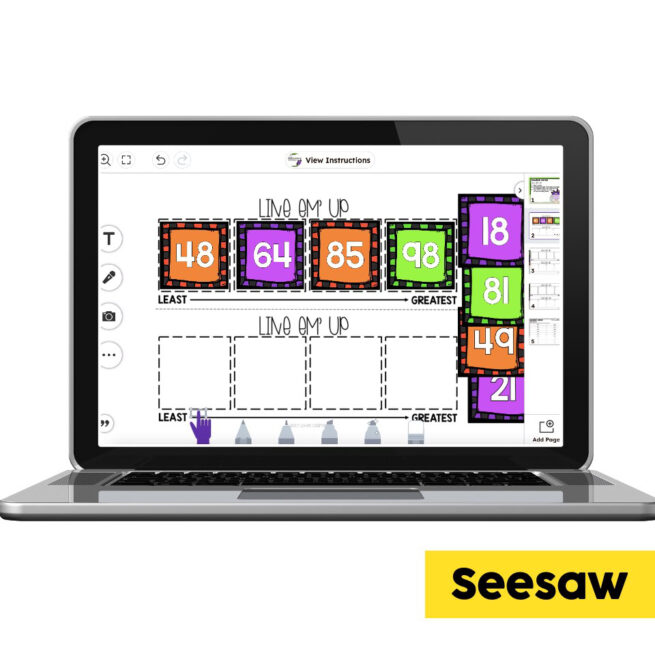 Digital Seesaw - 2nd Grade October Math Center - Number Order - Lucky ...
