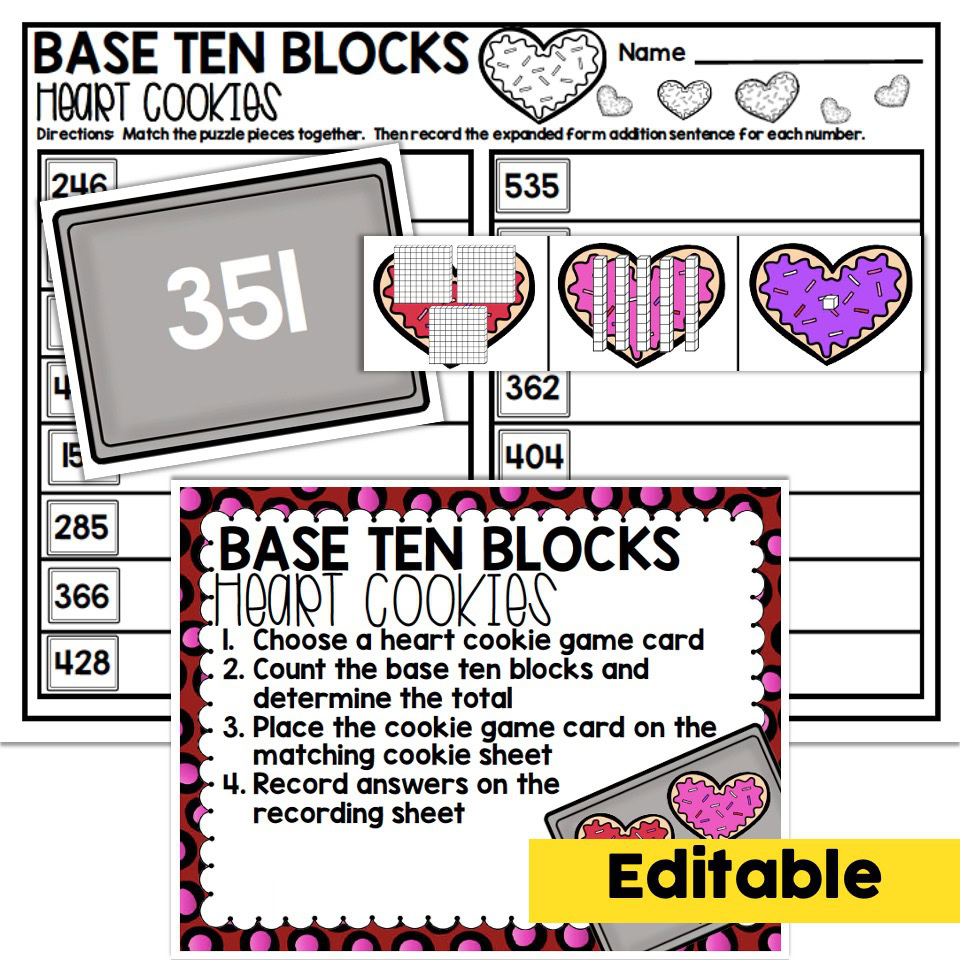 Editable - 2nd Grade February Math Center - Base Ten - Lucky Little ...