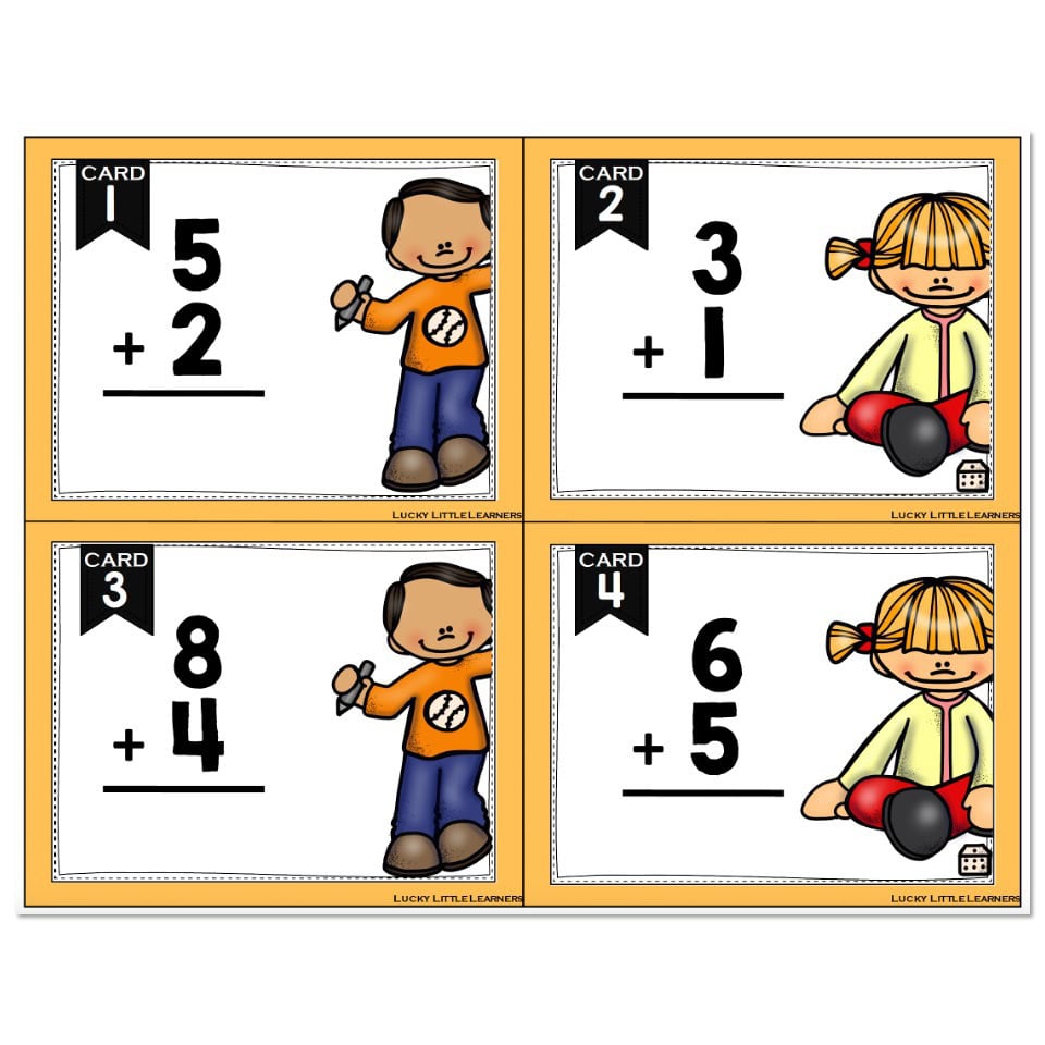Fast Fact Addition Task Cards - Lucky Little Learners
