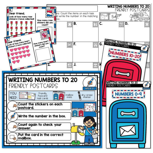 Kindergarten Math Center - February - Writing Numbers to 20 - Friendly ...
