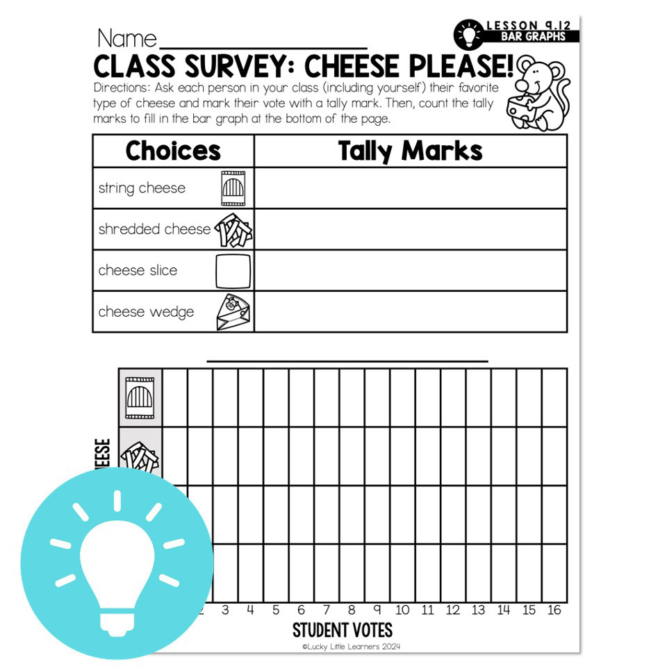 Lucky to Learn Math - 1st Grade - Lesson 9.12 - Bar Graphs - Mini ...
