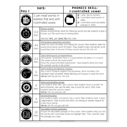 Lucky to Learn Phonics -L-Controlled Vowels - Lesson Plan Day 1 - Lucky ...