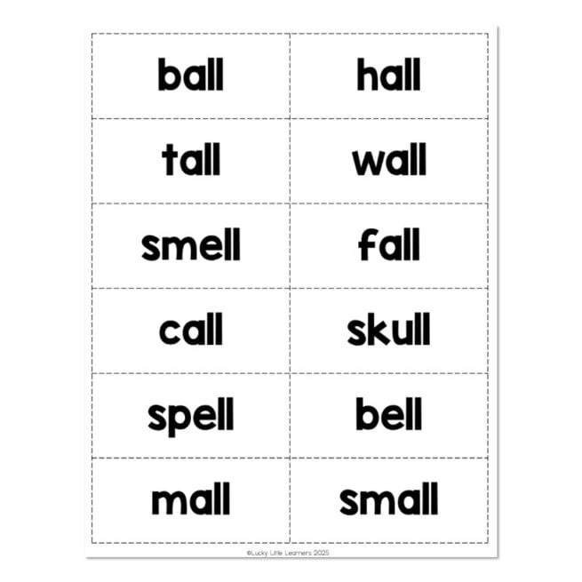 Lucky to Learn Phonics - L-Controlled Vowels - Word Cards - Lucky ...