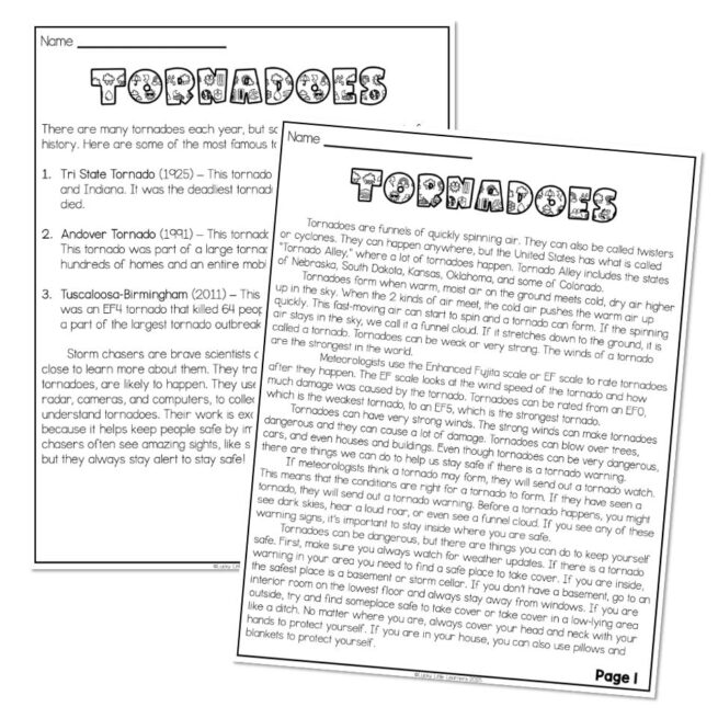Lucky to Learn Science - Tornadoes - Reading Passage - Lucky Little ...