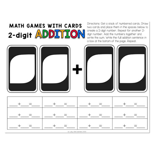 Math Games with Cards - 2-Digit Addition - Lucky Little Learners