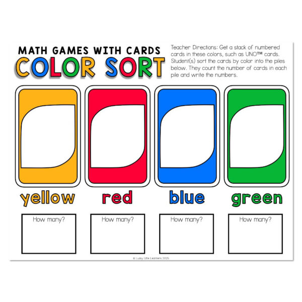 Math Games with Cards - Color Sort - Lucky Little Learners