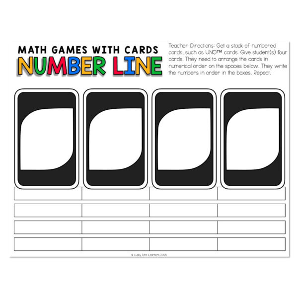 Math Games with Cards - Number Line - Lucky Little Learners