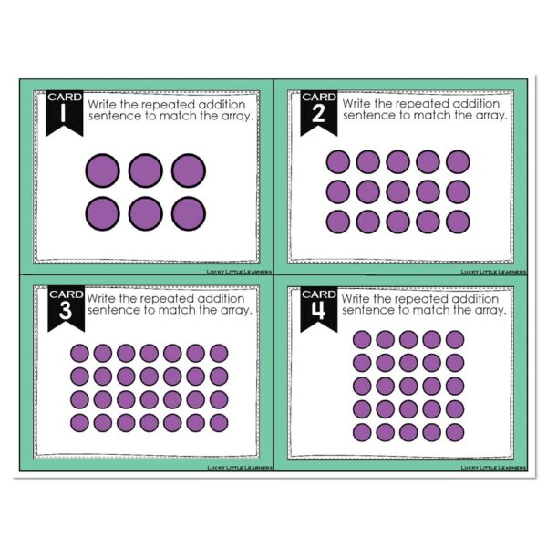 Math Task Cards - Arrays with Repeated Addition - Lucky Little Learners