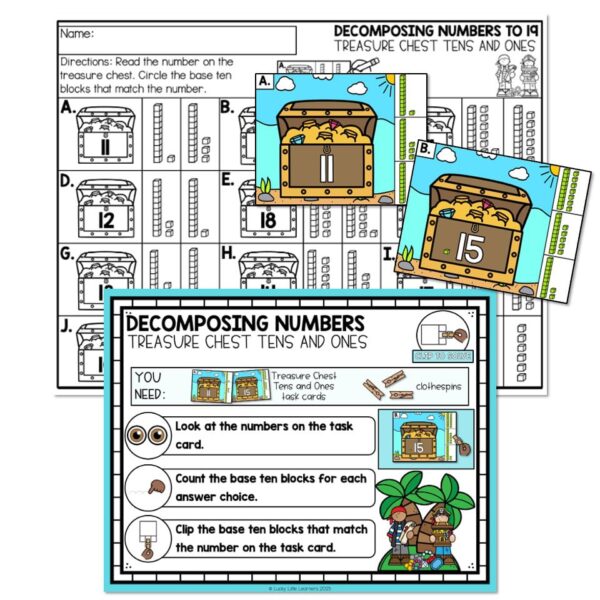 Kindergarten Math Center - March - Decomposing Numbers - Treasure Chest ...