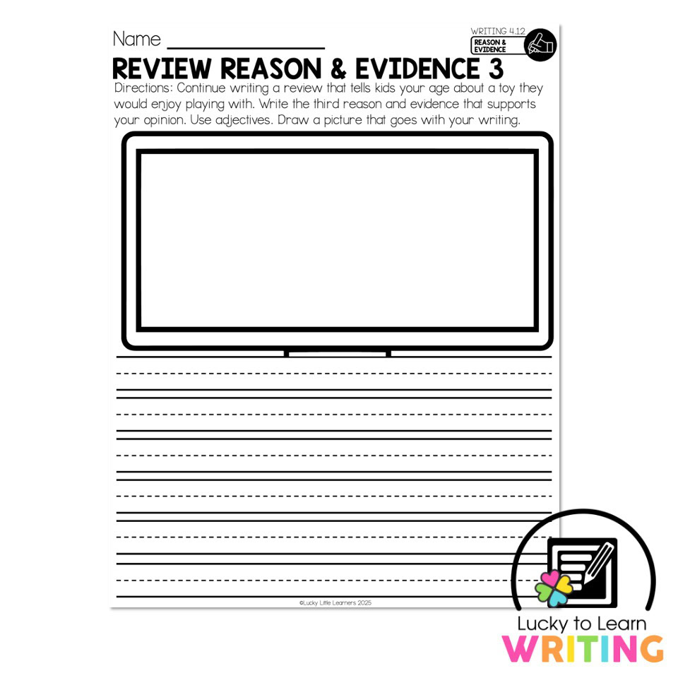 Lucky to Learn Writing - Unit 4 Opinion - Writing 4.12 - Reason and ...