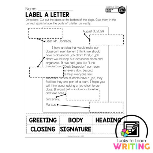 Lucky to Learn Writing - Unit 4 Opinion - Writing 4.20 - Opinion Letter ...