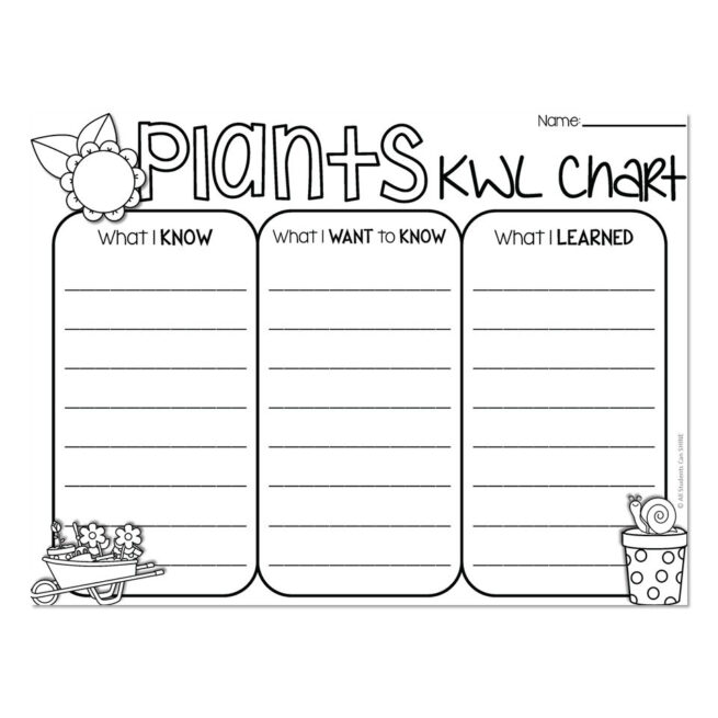 Plants Unit - Writing Activities - KWL Chart - Lucky Little Learners