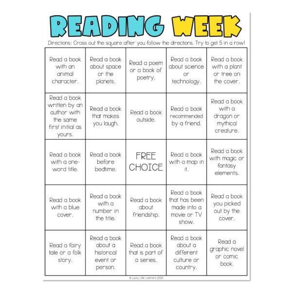 Read Across America - Reading Week Bingo - Lucky Little Learners