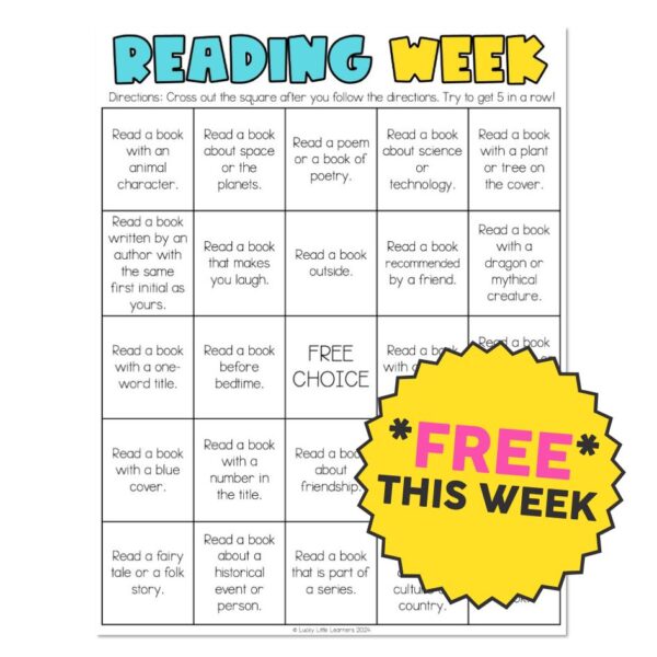 Read Across America - Reading Week Bingo Sample - Lucky Little Learners