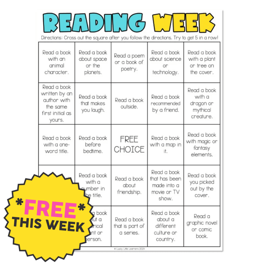 Read Across America - Sample Reading Week Bingo - Lucky Little Learners