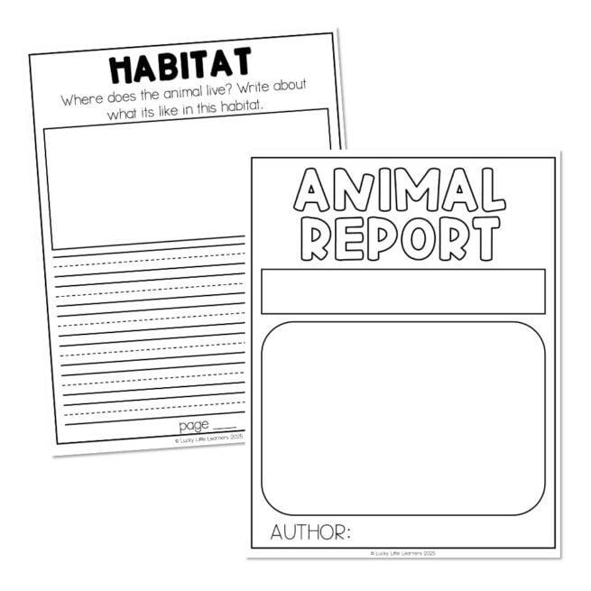 Animal Report Booklet - Full Page with Handwriting Lines - Lucky Little ...