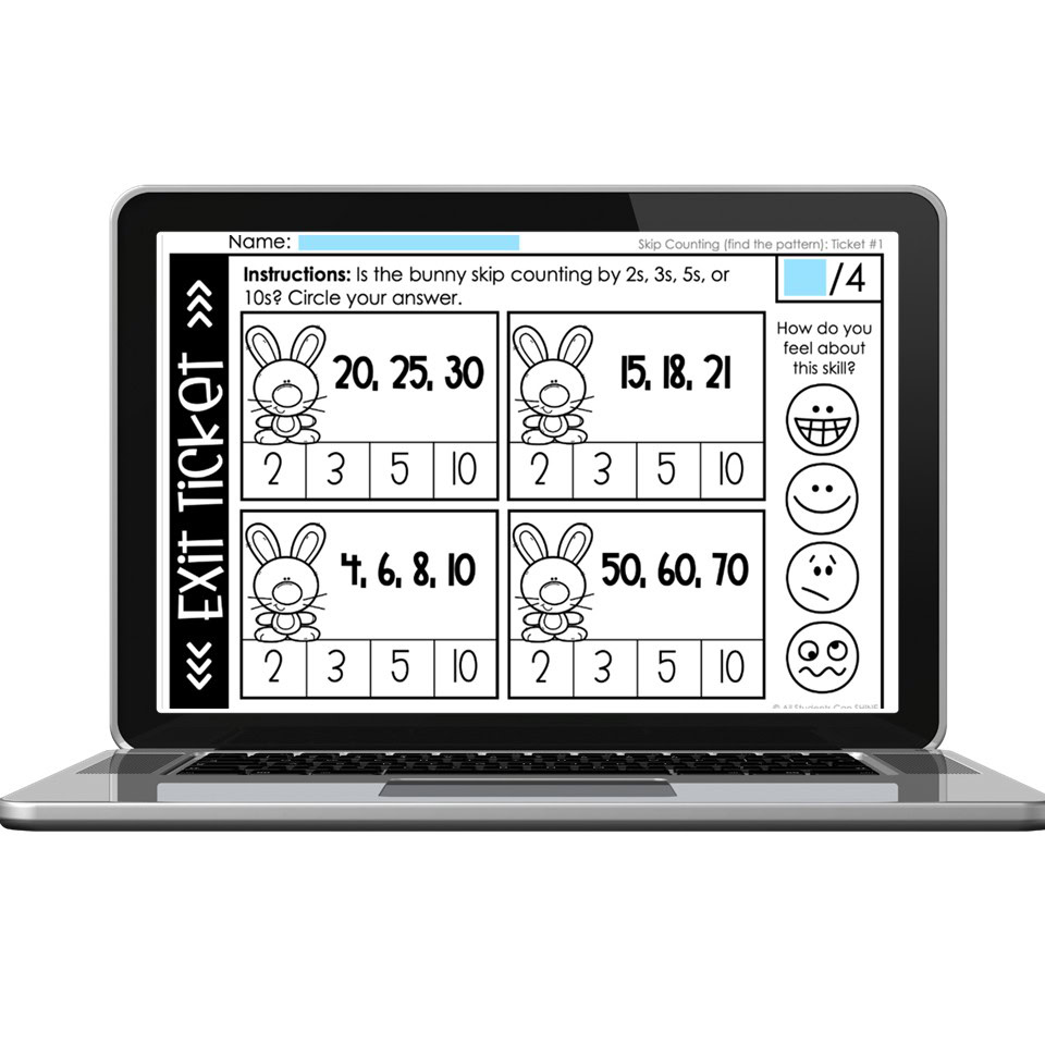 Digital Math Exit Tickets - Skip Counting - Find the Pattern - Lucky ...