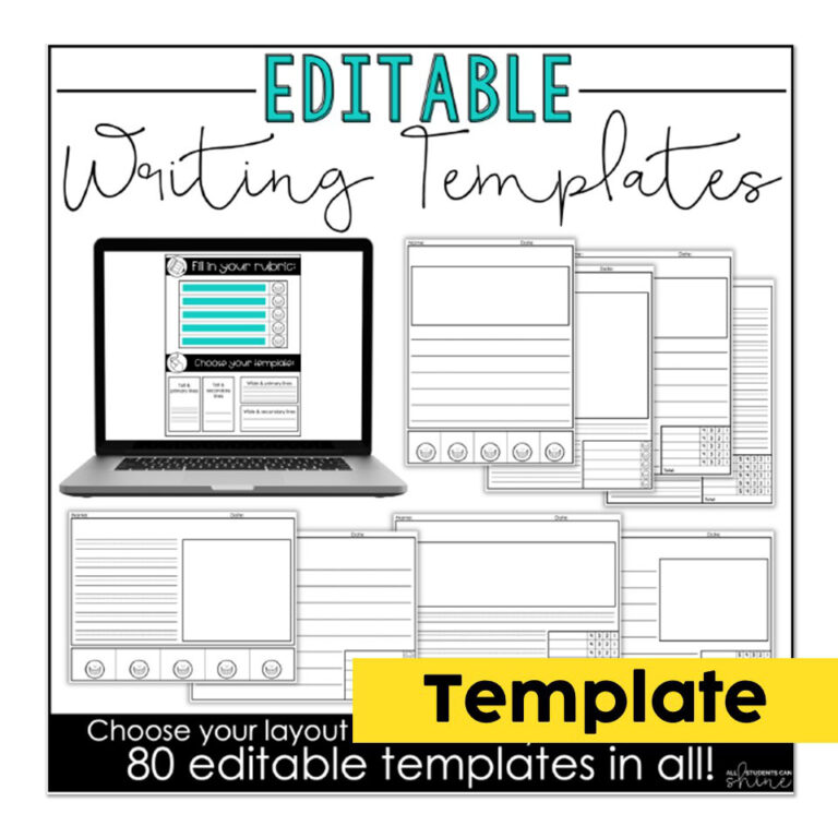 Editable Writing Templates with Rubrics - Lucky Little Learners