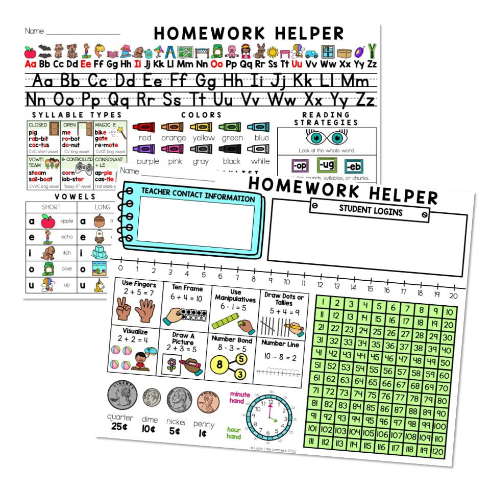Homework Helper - Math and ELA - 2nd Grade - Lucky Little Learners
