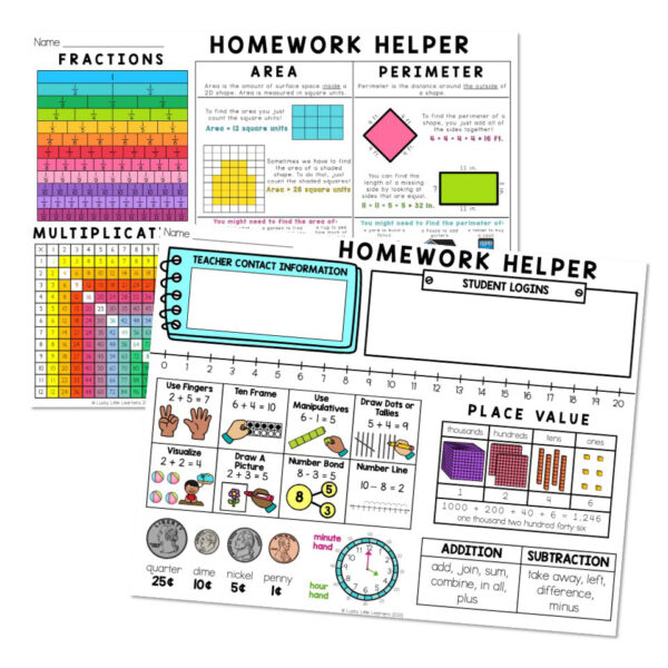 Homework Helper - Math and ELA - 3rd Grade - Lucky Little Learners