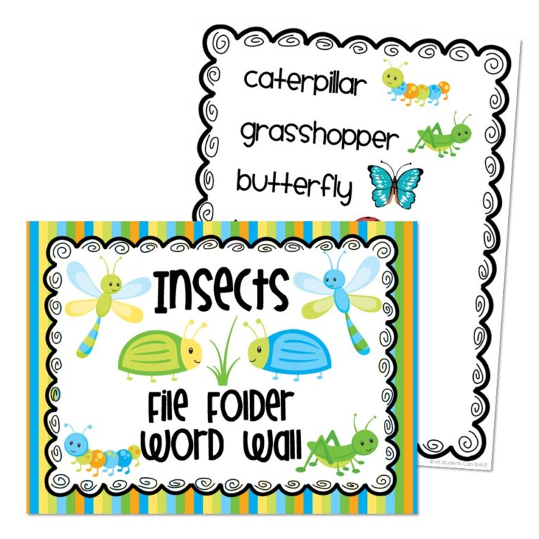 Insects Unit - File Folder Word Wall - Lucky Little Learners