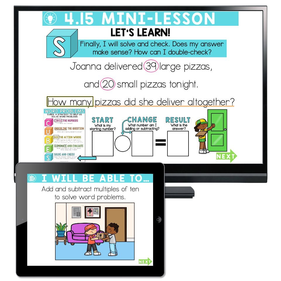 Lucky to Learn Math - 1st Grade - Lesson 4.15 - Word Problems with ...