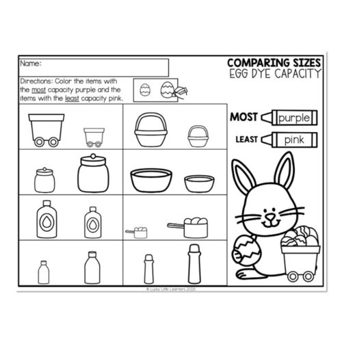 Capacity Worksheets For Kindergarten Capacity Worksheets