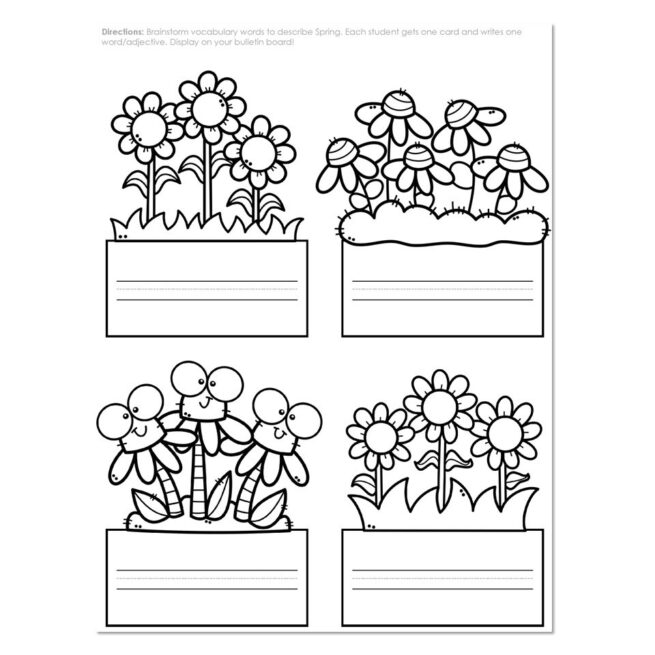 Monthly Themed Writing - April - Spring Adjectives - Lucky Little Learners