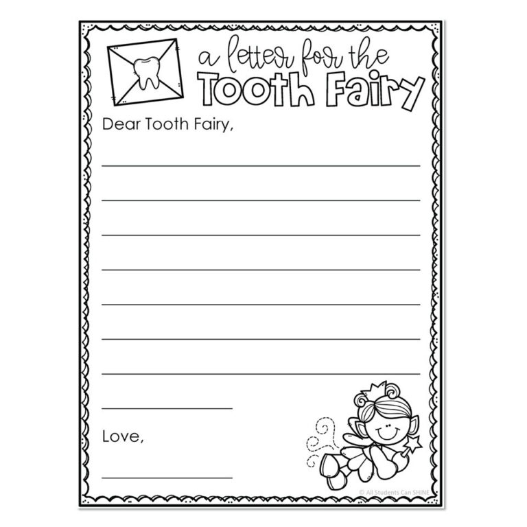 Monthly Themed Writing - February - Letter for Tooth Fairy - Lucky ...