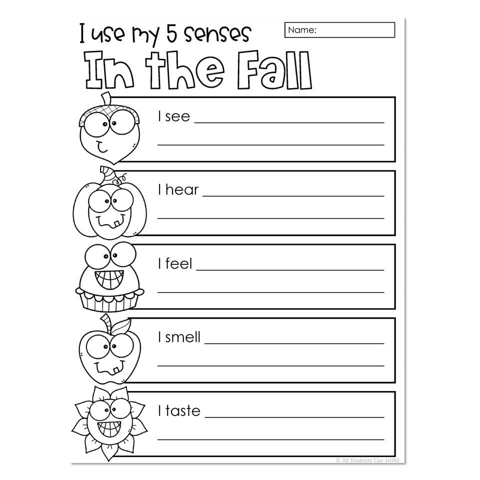 Monthly Themed Writing - November - Five Senses in Fall - Lucky Little ...