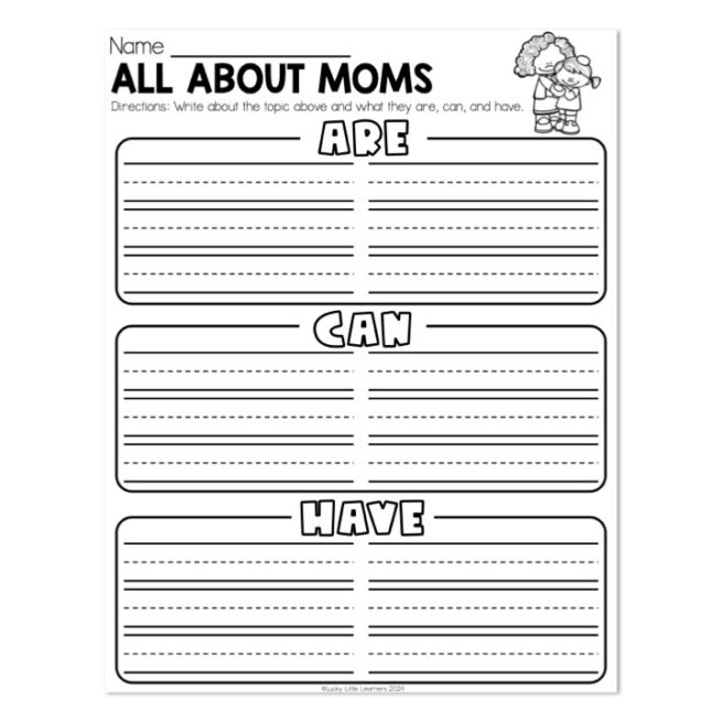 Monthly Writing Centers - May - All About - Moms - Lucky Little Learners