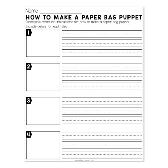 Monthly Writing Centers - May - How to - Paper Bag Puppet - Lucky ...