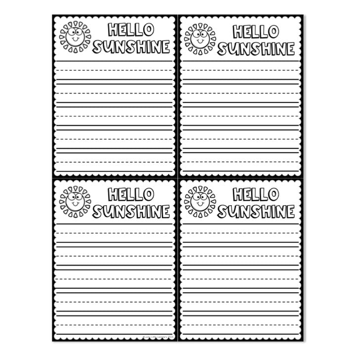 Monthly Writing Centers - May - Note - Hello Sunshine - Lucky Little ...